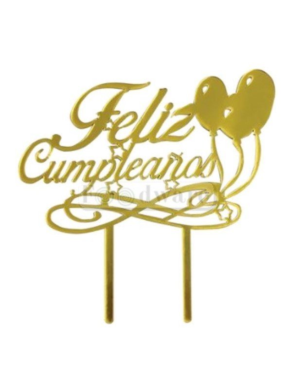 Cake Topper Decoración Para Pastel De Acrílico Feliz Cumpleaños Dorado Globo